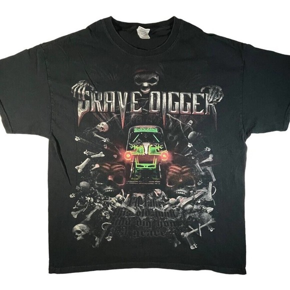 Shirts | Grave Digger Monster Truck Tshirt Reaper Skeleton And Bones ...